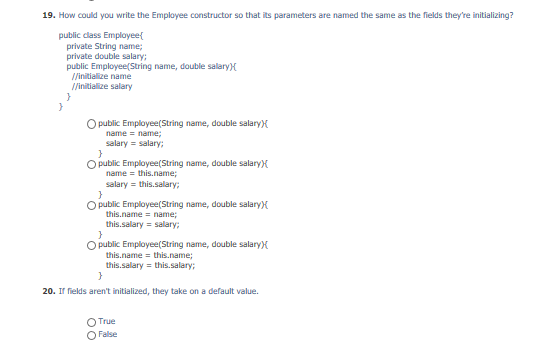 Solved 11. Setters are void return type methods O True O | Chegg.com Solved 11. Setters are void return type methods O True O | Chegg.com