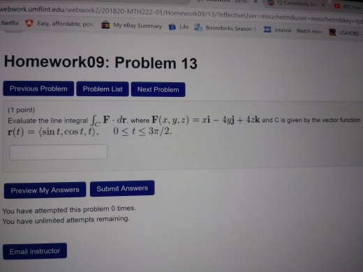 Solved webwork.umflint.edu/webwork2/201820 | Chegg.com