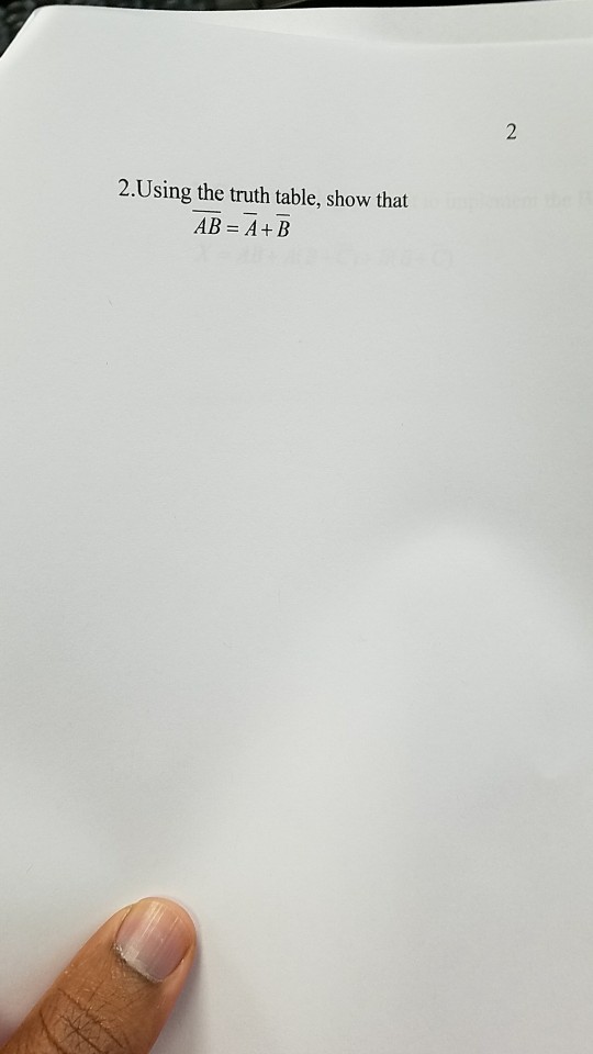 Solved 2.Using the truth table, show that AB=A+B | Chegg.com