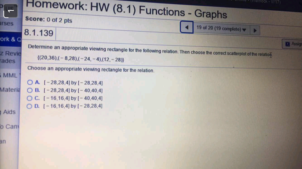 Solved Determine an appropriate viewing rectangle for the | Chegg.com