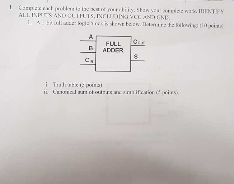 Solved I. Complete each problem to the best of your ability. | Chegg.com