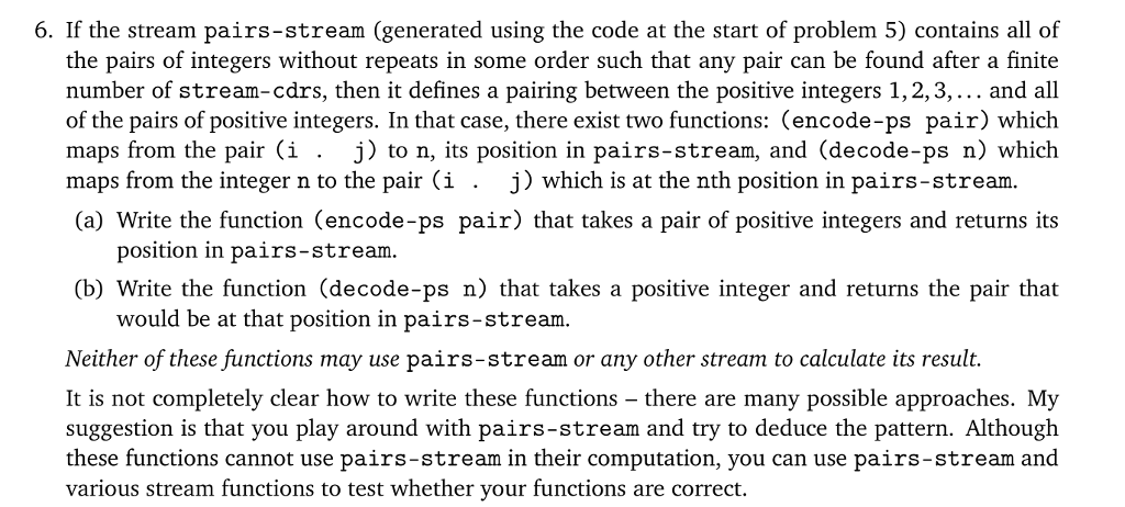 6. If the stream pairs-stream (generated using the | Chegg.com