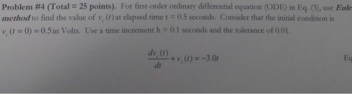 Solved For first-order ordinary differential equation (ODE) | Chegg.com