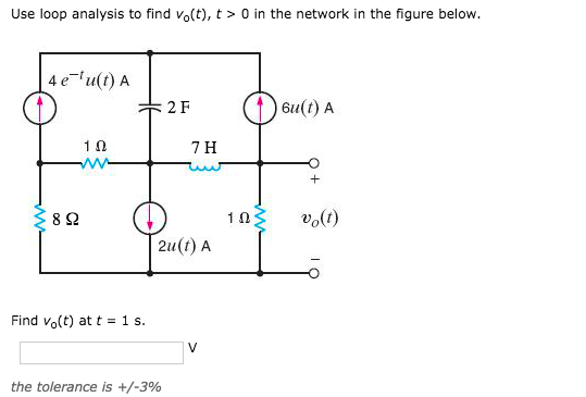 Solved Use loop analysis to find vo(t), t > 0 in the network | Chegg.com