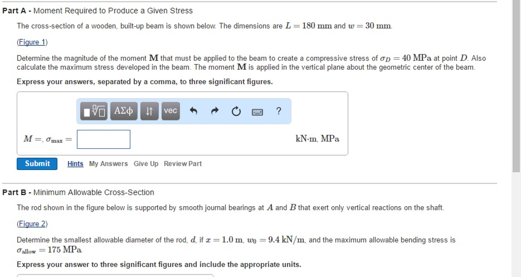 Solved Determine the smallest allowable diameter of the rod, | Chegg.com