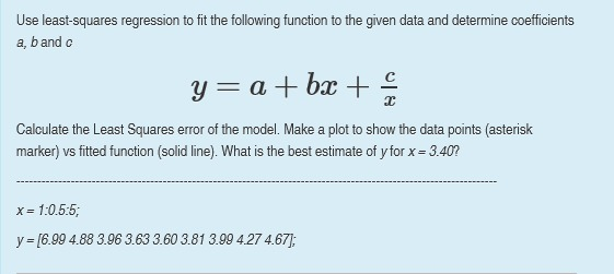 Solved Use least-squares regression to fit the following | Chegg.com