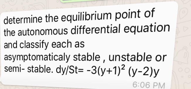 Solved: Determine The Equilibrium Point Of The Autonomous ... | Chegg.com