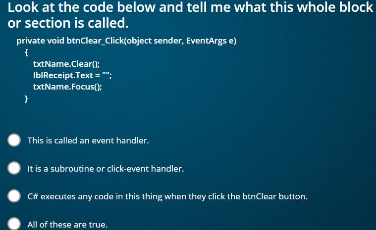 Solved Look at the code below and tell me what this whole | Chegg.com