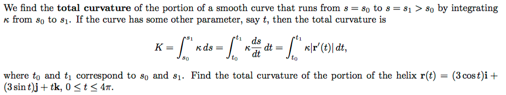 Solved We find the total curvature of the portion of a | Chegg.com