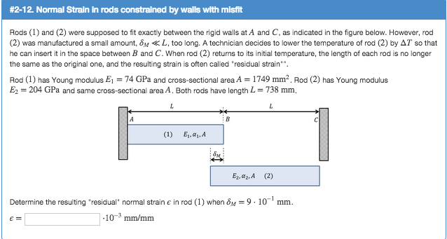 Solved #2-12. Normal Straln in rods constrained by walls | Chegg.com