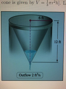 Solved An inverted conical water tank with a height of 12 ft | Chegg.com