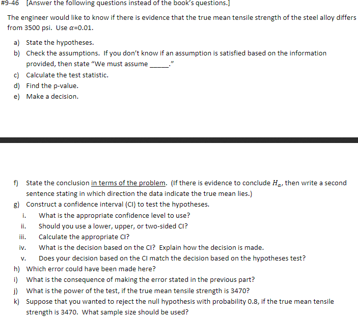 Solved #9-46 Answer the following questions instead of the | Chegg.com