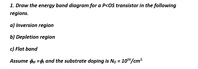 Solved 1. Draw the energy band diagram for a P