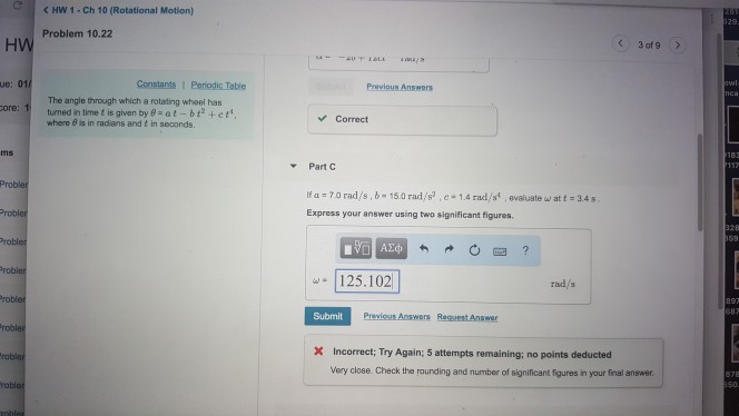 Solved C HW 1-Ch 10 (Rotational Motion) Problem 10.22 HW