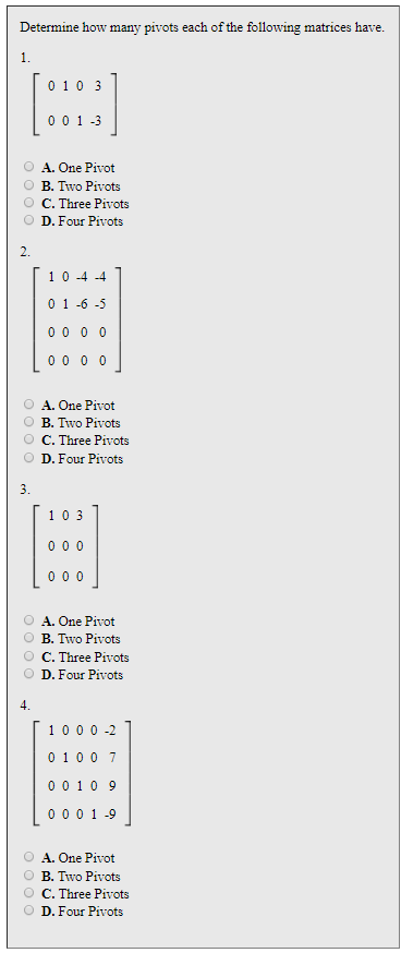 Solved Determine how many pivots each of the following | Chegg.com