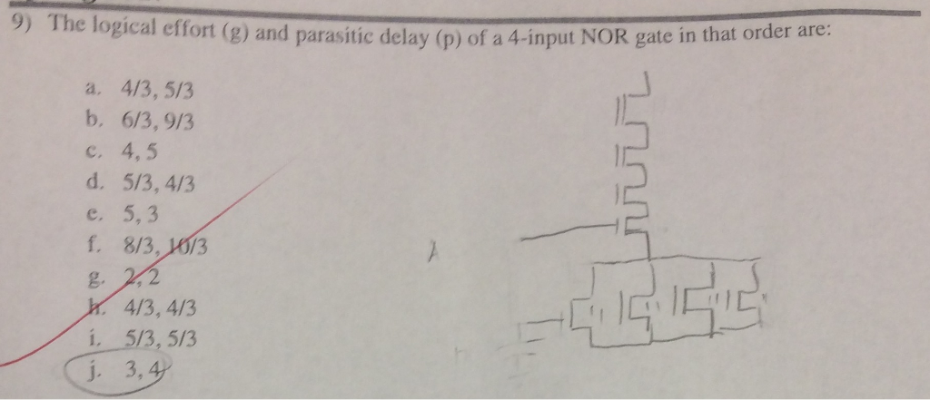 Solved 9) T he logical effort (g) and parasitic delay (p) of | Chegg.com
