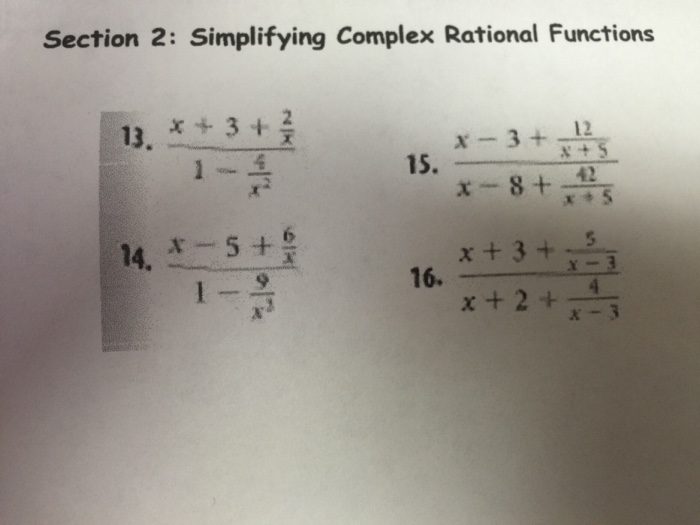Solved Simplifying Complex Rational Functions x + 3 + 2/x/1- | Chegg.com