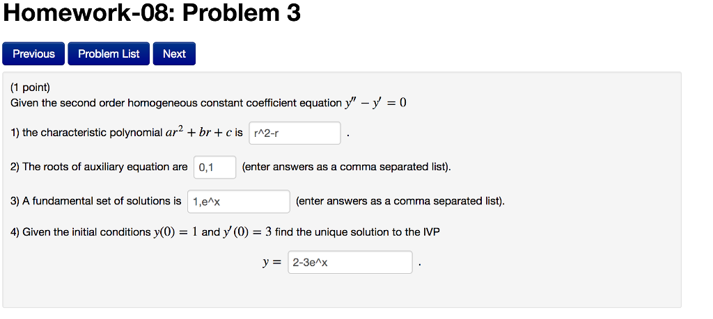 Solved Given the second order homogeneous constant | Chegg.com