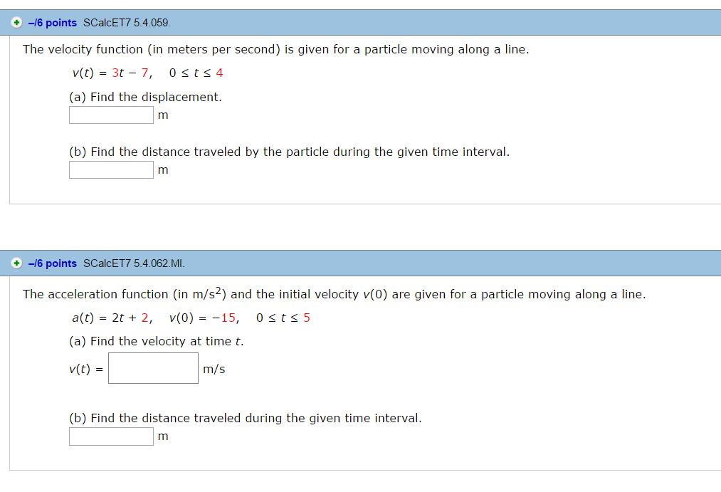 Solved The velocity function (in meters per second) is given | Chegg.com