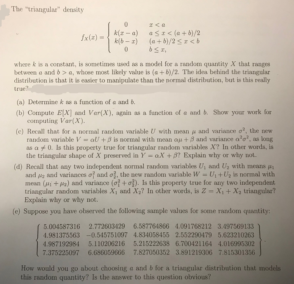 The "triangular" density x