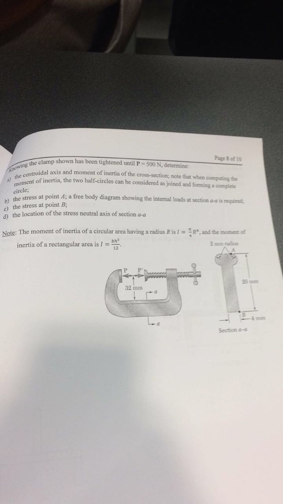 Solved the clamp shown has been tightened until P 500 N, | Chegg.com