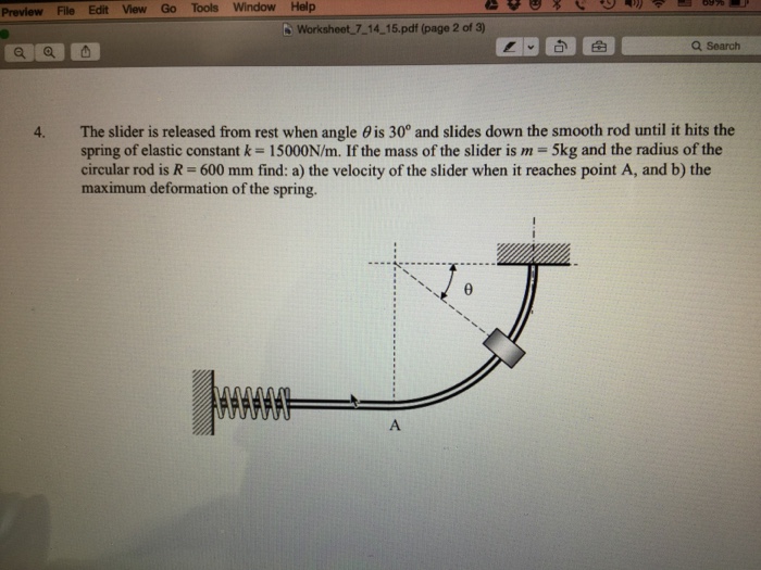 Solved The slider is released from rest when angle theta is | Chegg.com