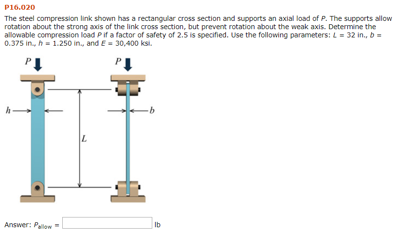 Solved P16.020 The steel compression link shown has a | Chegg.com