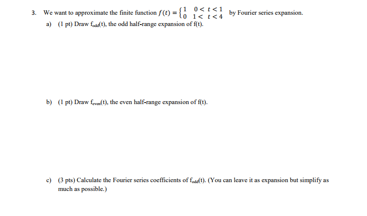 Solved We want to approximate the finite function f(t) = {1 | Chegg.com