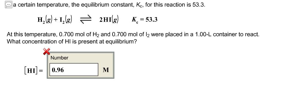Solved A certain temperature, the equilibrium constant, K_c, | Chegg.com