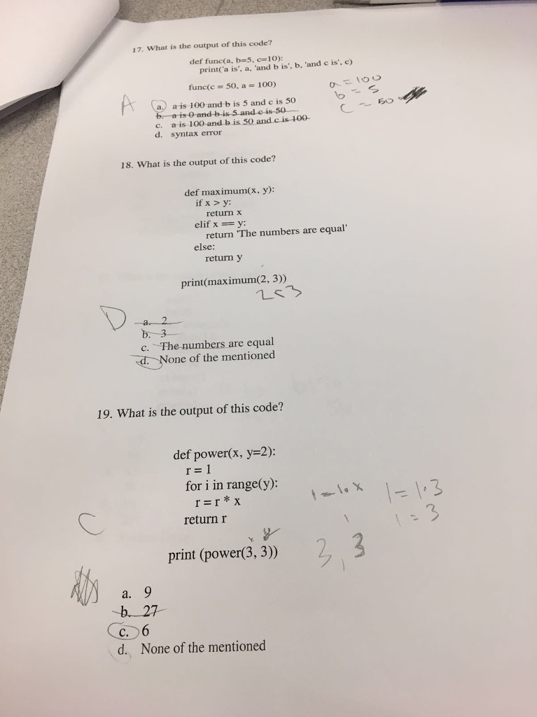 Solved 17 What Is The Output Of This Code Def Funca B5 7517
