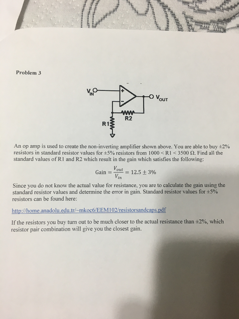 Solved An op amp is used to create the non-inverting | Chegg.com