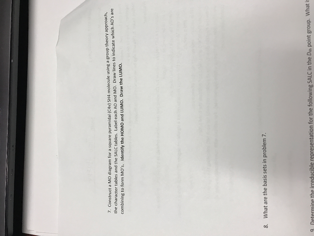 7. Construct a Mo diagram for a square pyramidal | Chegg.com