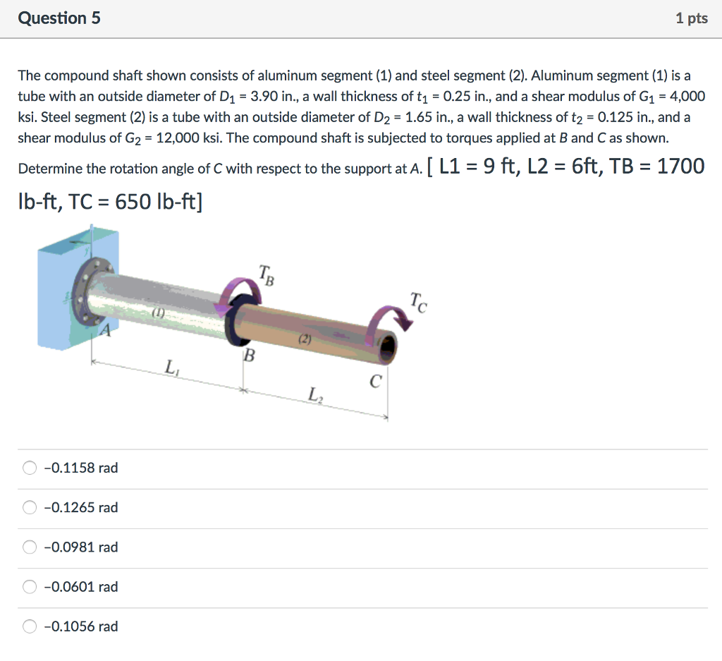 Solved The compound shaft shown consists of aluminum segment | Chegg.com