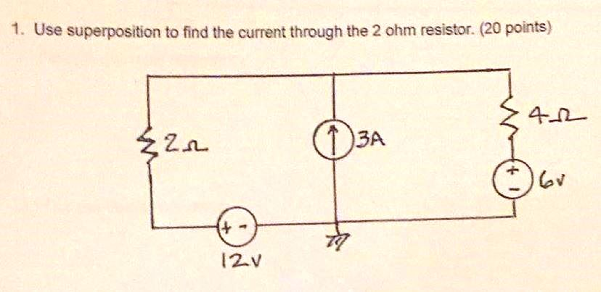 Solved Use superposition to find the current through the 2 | Chegg.com