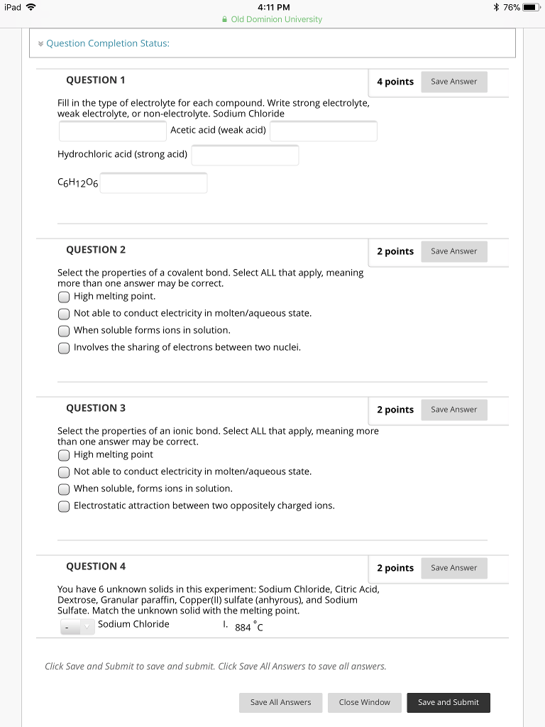 Solved 4:11 PM Old Dominion University Pad令 * 76% Question | Chegg.com