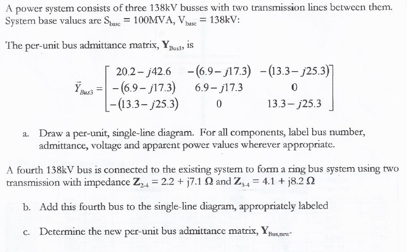 Solved A power system consists of three 138kV busses with | Chegg.com