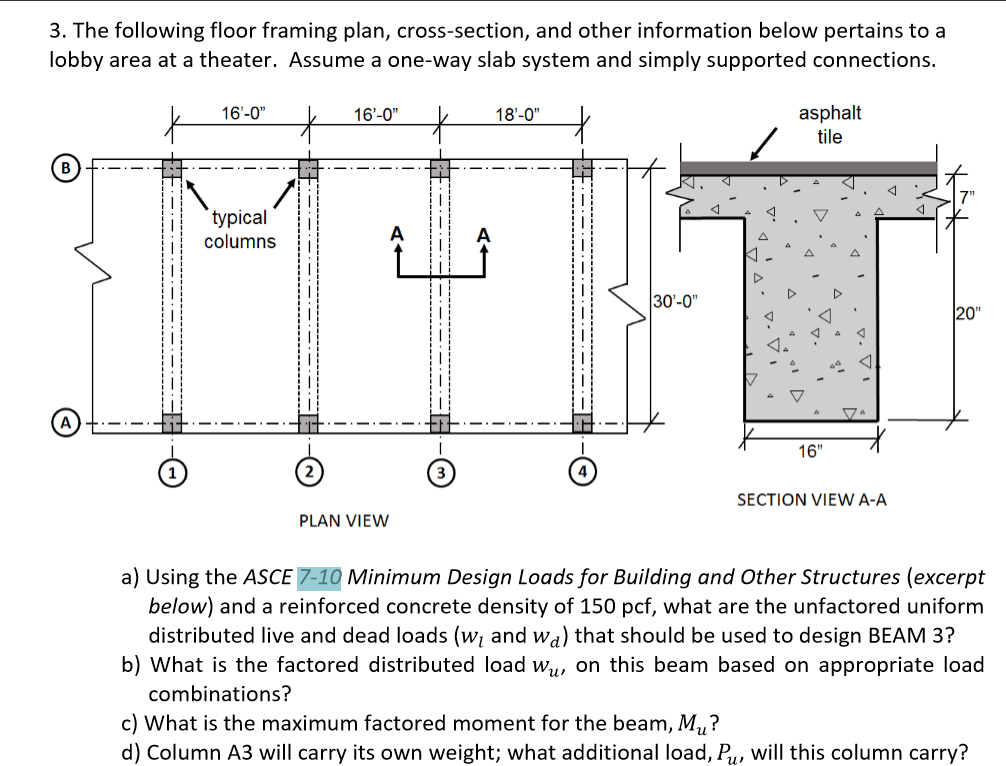 Solved 3. The following floor framing plan, cross-section, | Chegg.com