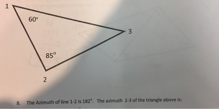 Solved The Azimuth of line 1-2 is 182 degree. The azimuth | Chegg.com