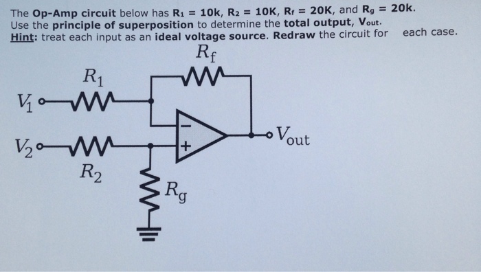 Solved The Op-Amp circuit below has R1= 10k, R2 = 10k, Rf= | Chegg.com