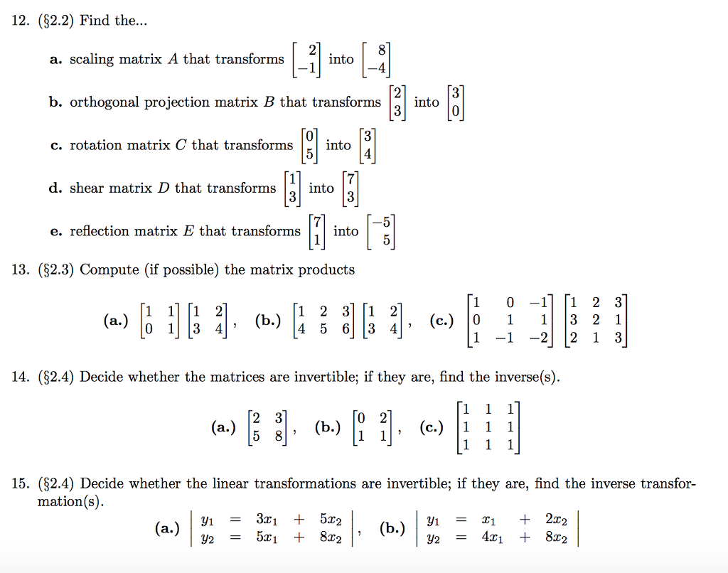 Solved 12. (82.2) Find the... a. scaling matrix A that | Chegg.com