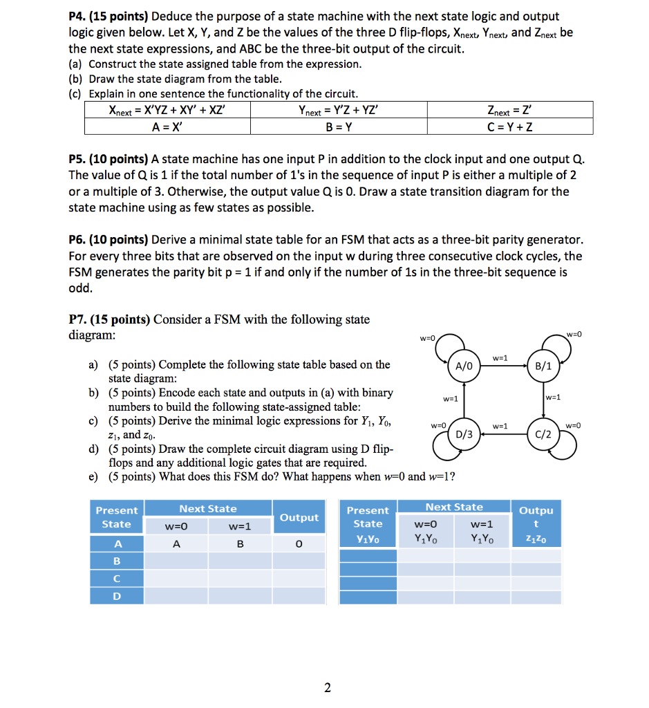 P4. (15 points) Deduce the purpose of a state machine | Chegg.com