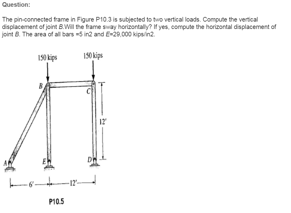 Solved The pin-connected frame in Figure P10.3 is subjected | Chegg.com