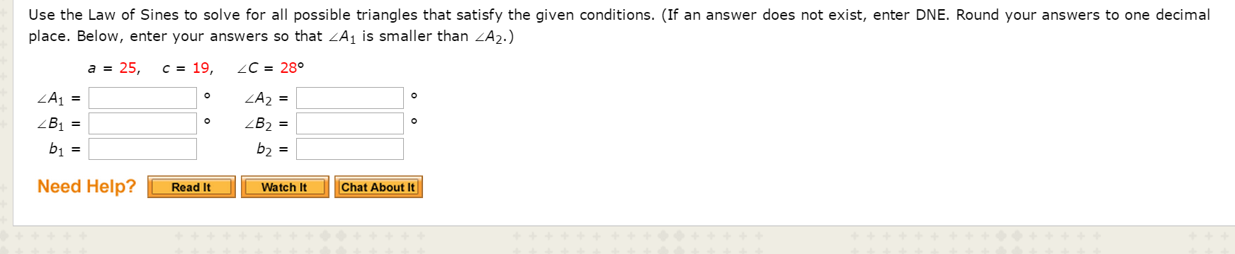 Solved For the triangle shown, find the following. (Assume u | Chegg.com