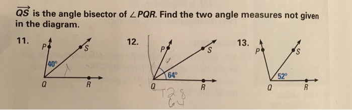 Solved QS is the angle bisector of angle PQR. Find the two | Chegg.com