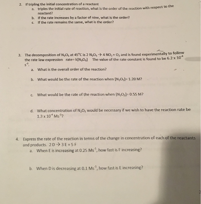 Solved If tripling the initial concentration of a reactant | Chegg.com