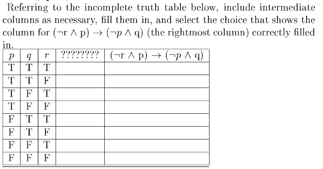 Solved Referring to the incomplete truth table below, | Chegg.com