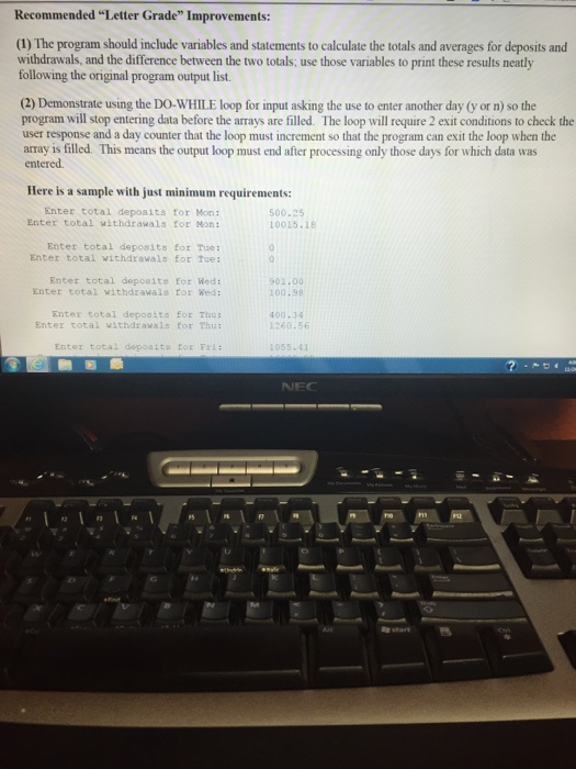 Solved C Assignment Using Array Concepts With Simple 0462