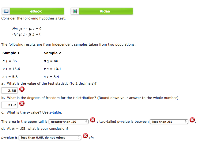 Solved eBook Video Consider the following hypothesis test. | Chegg.com