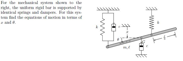 For the mechanical system shown to the right, the | Chegg.com