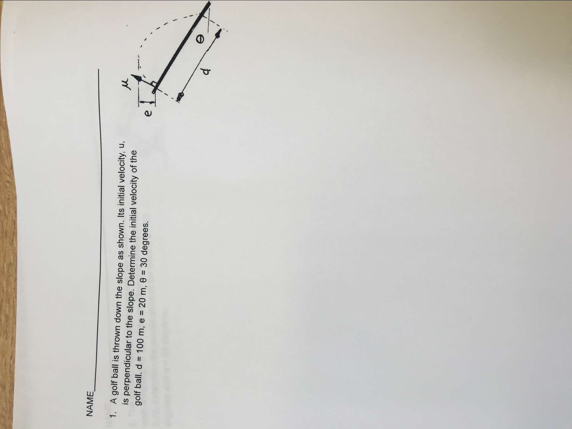 Solved A golf ball is thrown down the slope as shown. Its | Chegg.com